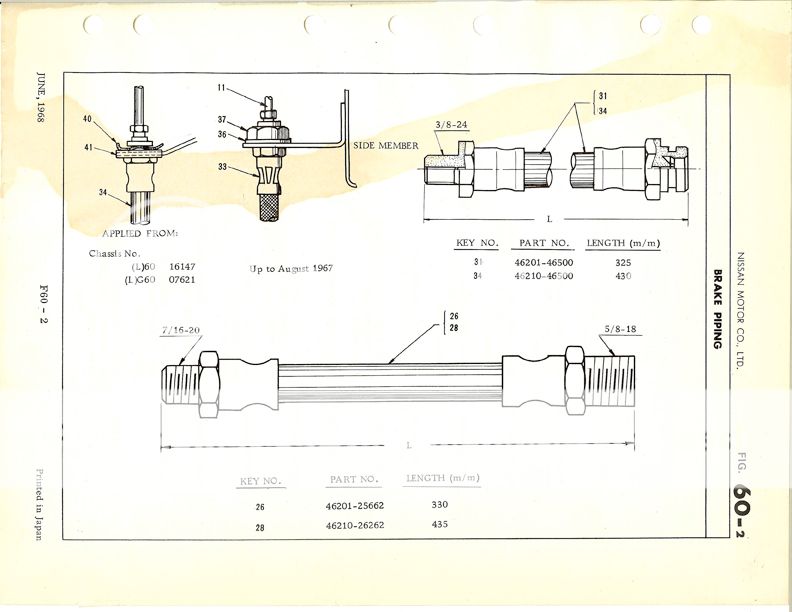 Hard Brake Line Sizes - 60Patrol